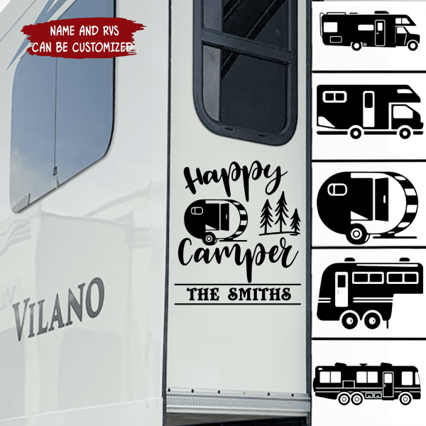 Personalized Happy Camper Decal - barods